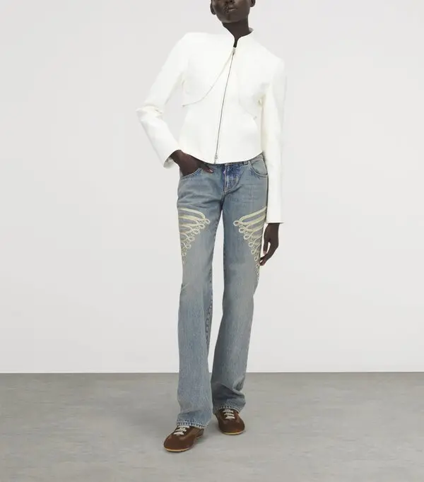 Alexander McQueen Metallic-frogging Straight Jeans