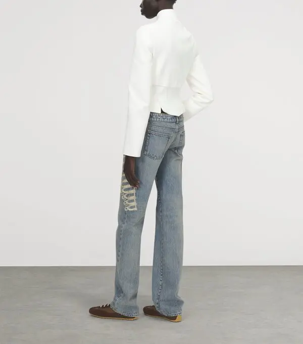 Alexander McQueen Metallic-frogging Straight Jeans