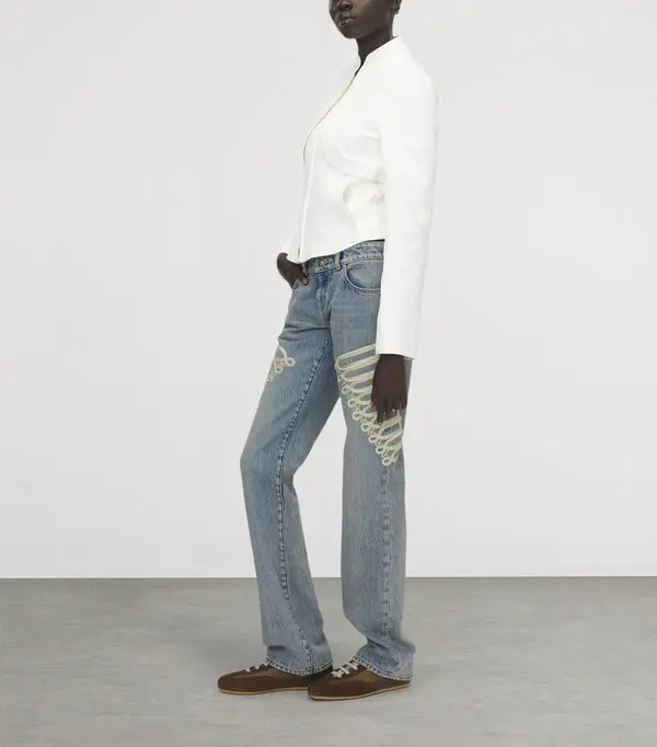 Alexander McQueen Metallic-frogging Straight Jeans