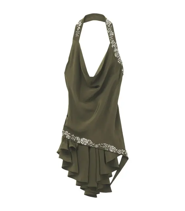 Alexander McQueen Silk Cowl-neck Halterneck Top