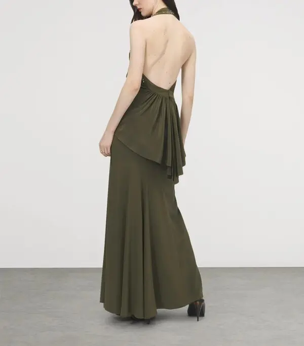 Alexander McQueen Silk Cowl-neck Halterneck Top
