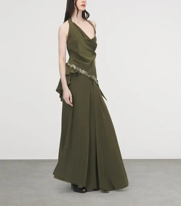 Alexander McQueen Silk Cowl-neck Halterneck Top