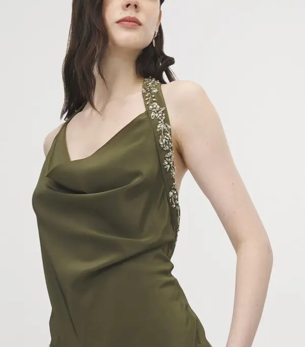 Alexander McQueen Silk Cowl-neck Halterneck Top