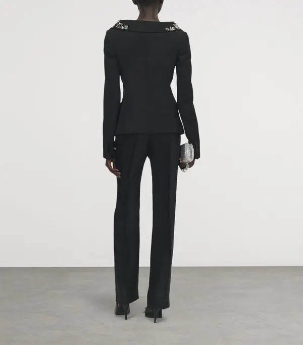 Alexander McQueen Wool Beaded-collar Blazer