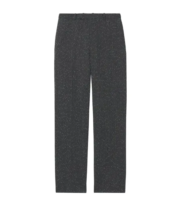 Alexander McQueen Wool Metallic-pinstripe Trousers - Black