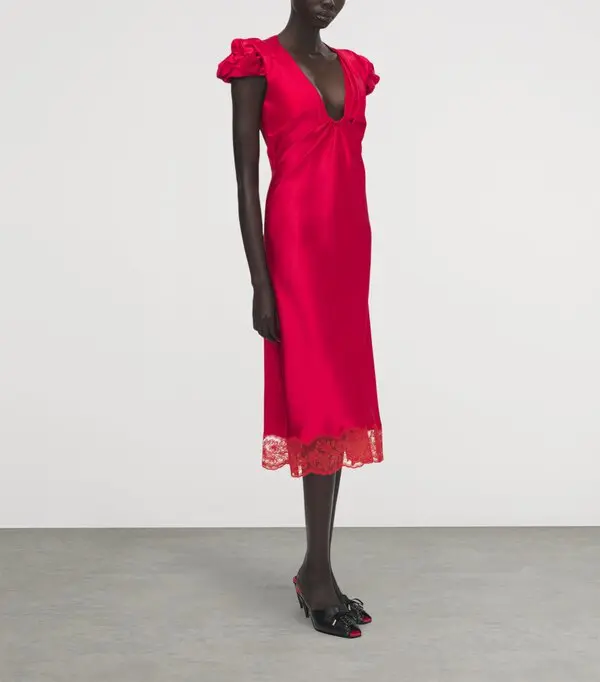 Alexander McQueen Satin-lace Midi Dress