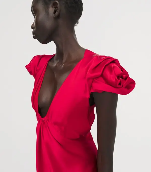 Alexander McQueen Satin-lace Midi Dress