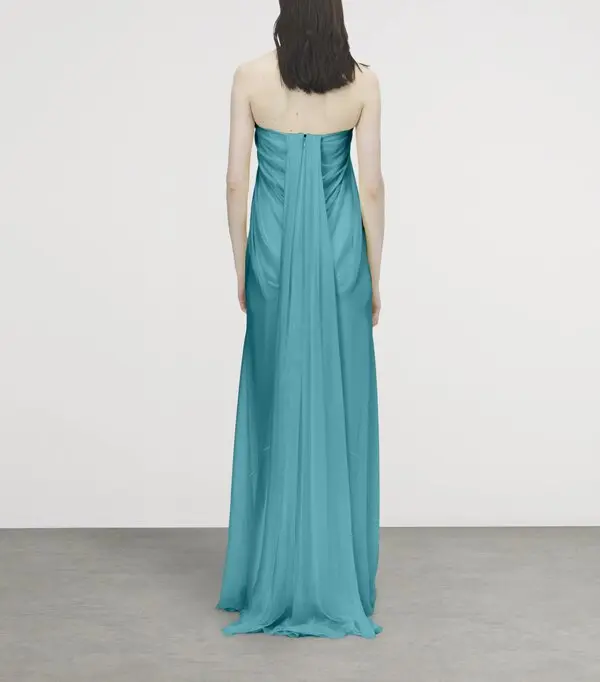 Alexander McQueen Silk Strapless Gown - Green