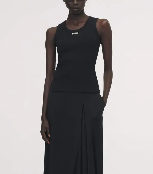 Alexander McQueen Ribbed Cotton Logo Plaque Tank Top