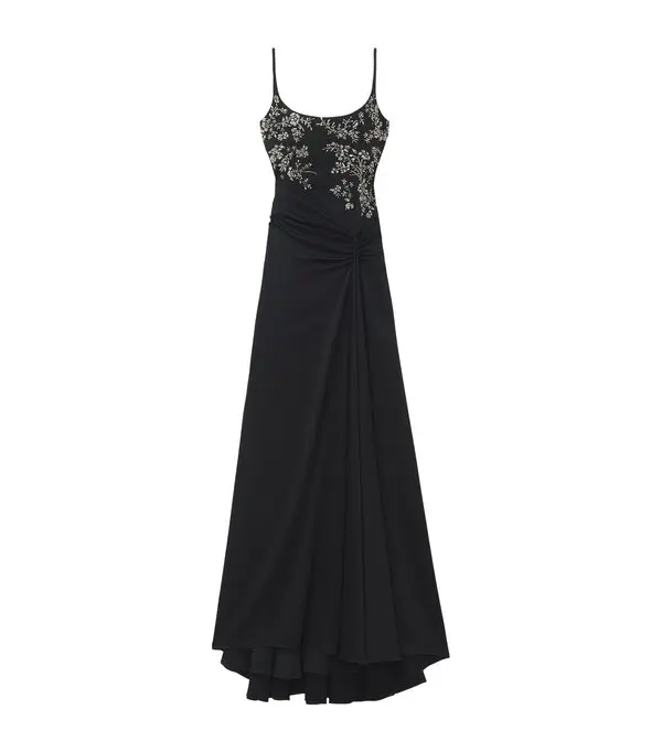 Alexander McQueen Crepe Satin Embellished Gown - Black