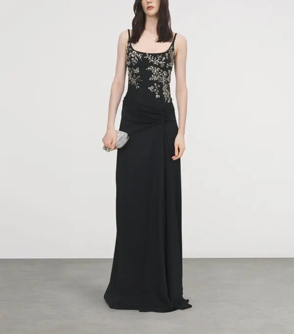 Alexander McQueen Crepe Satin Embellished Gown