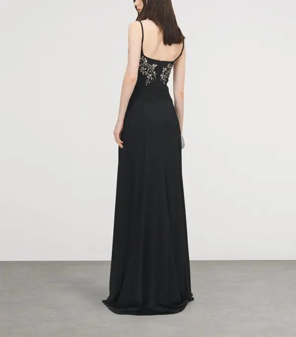 Alexander McQueen Crepe Satin Embellished Gown
