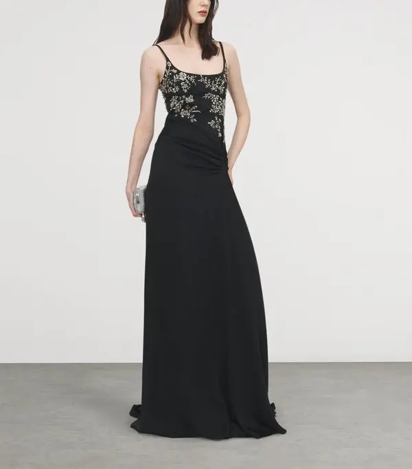 Alexander McQueen Crepe Satin Embellished Gown