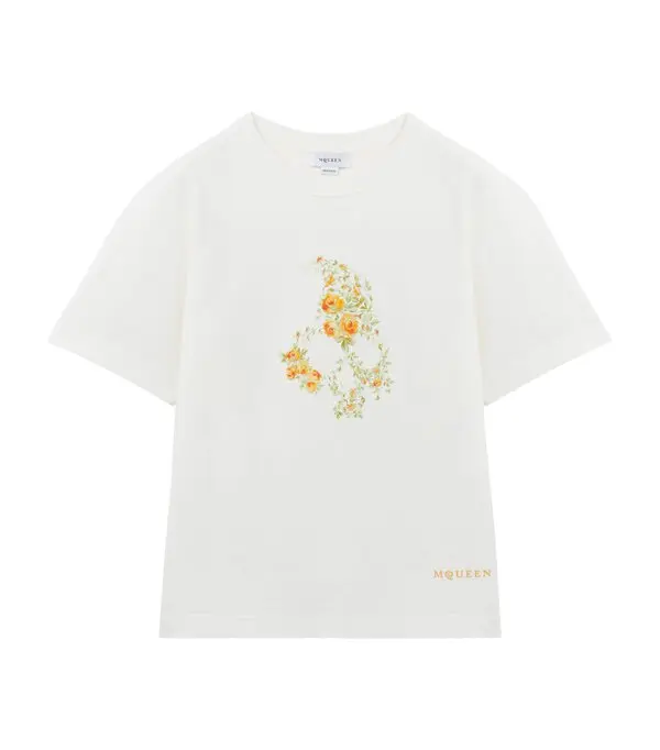 Alexander McQueen Cotton Floral Skull T-shirt - Neutral