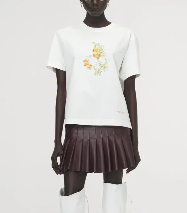 Alexander McQueen Cotton Floral Skull T-shirt