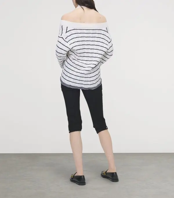 Alexander McQueen Striped Off-the-shoulder Cardigan