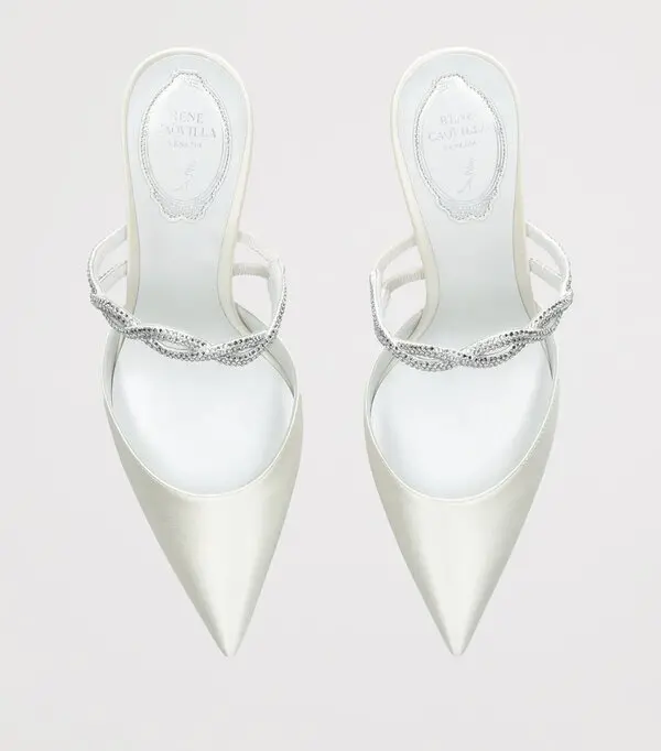 Rene Caovilla Embellished Satin Heeled Mules