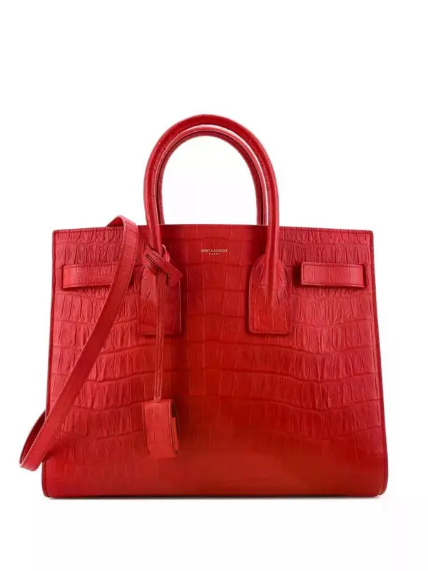 Saint Laurent Sac De Jour Satchel Crocodile Embossed Leather Small