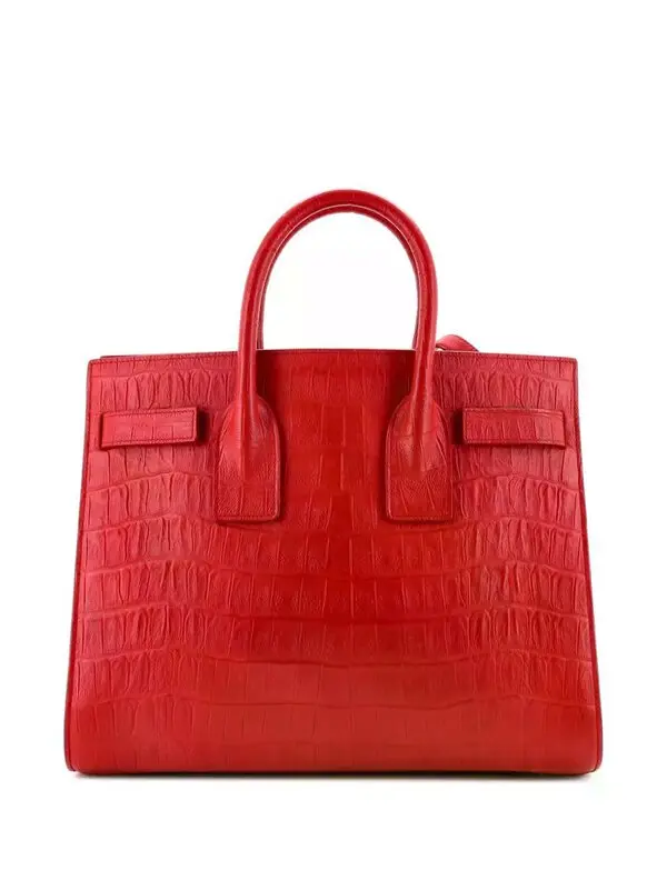 Saint Laurent Sac De Jour Satchel Crocodile Embossed Leather Small