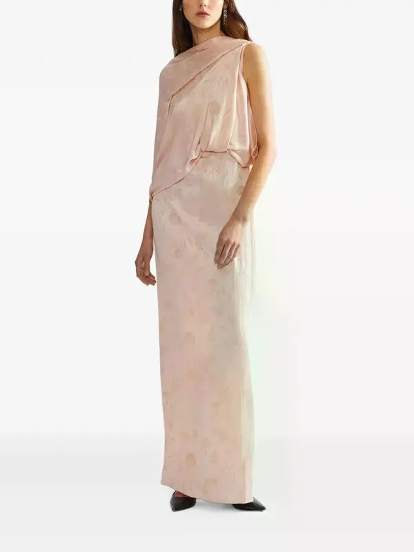 Erdem Draped Jacquard Maxi Gown - Pink