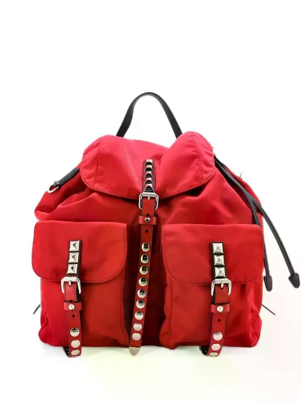 Prada New Vela Tessuto With Studded Leather Backpack