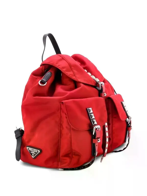Prada Vela Tessuto Backpack With Studded Leather