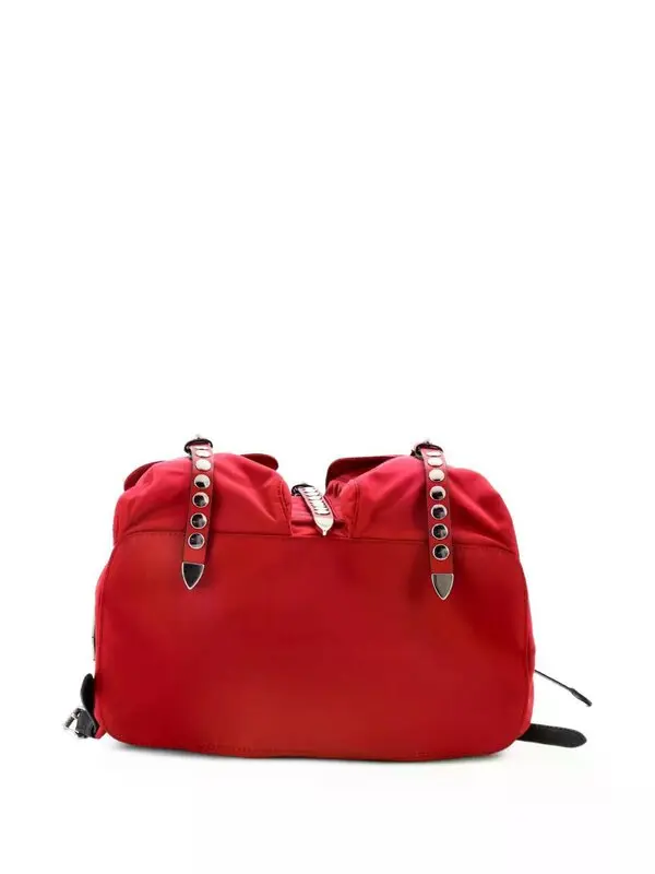 Prada Vela Tessuto Backpack With Studded Leather
