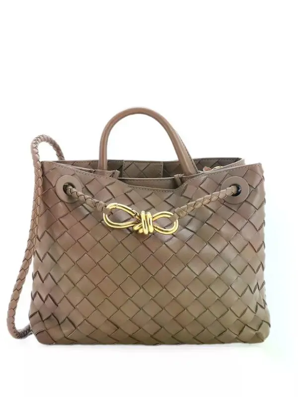 Bottega Veneta Andiamo Top Handle Bag Intrecciato Nappa Small Satchel - Brown