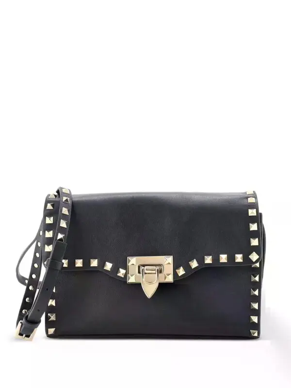 Valentino Garavani Rockstud Flip Lock Flap Bag Leather Medium Crossbody Bag