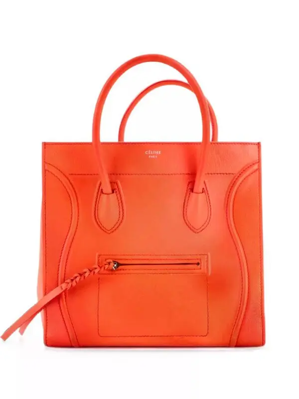 Celine Phantom Tote Bag In Grainy Leather - Orange