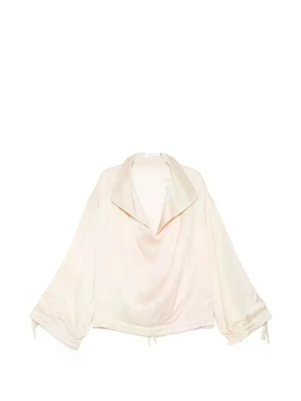 AYA MUSE Satin-finish V-neck Top