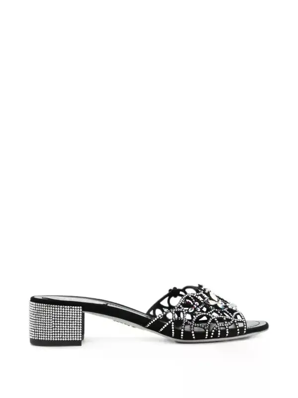Rene Caovilla Eden Crystal-embellished Mules - Black