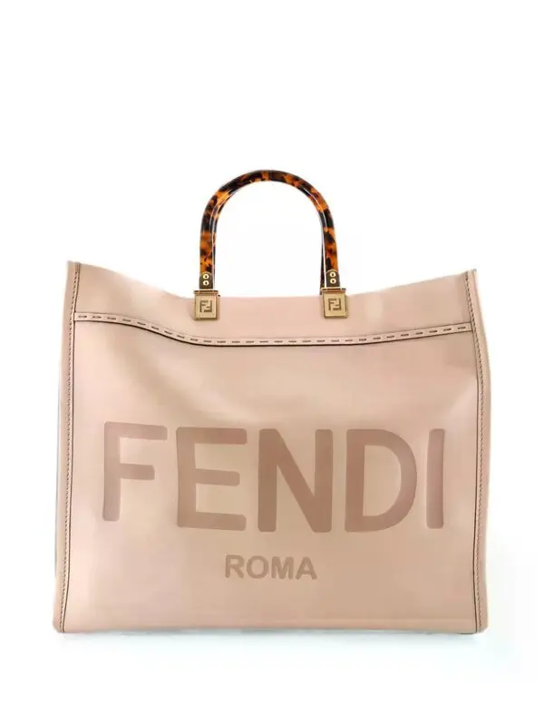 Fendi Sunshine Shopper Leather Medium Tote Bag - Neutrals
