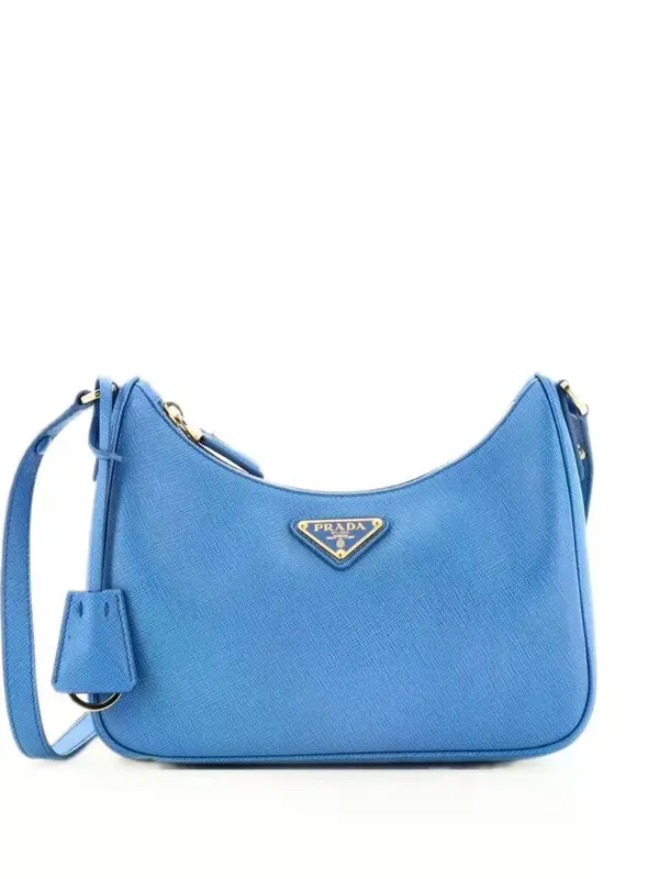 Prada Re-edition Hobo Saffiano Leather Mini Shoulder Bag - Blue
