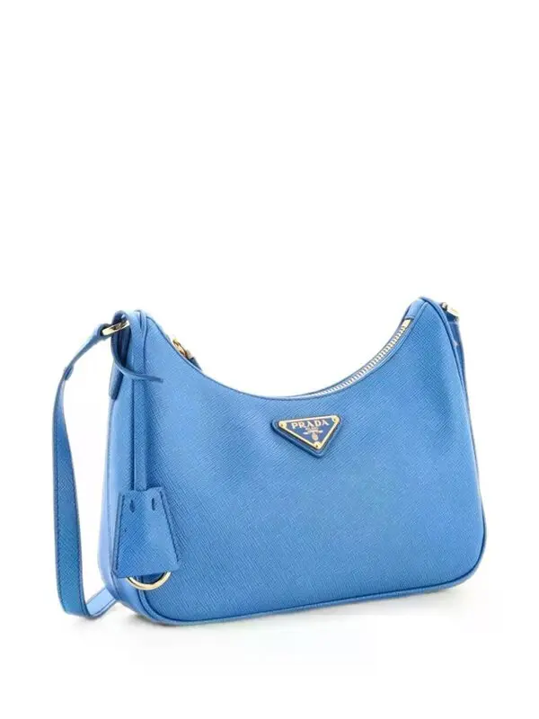Prada Re-edition Hobo Saffiano Leather Mini Shoulder Bag - Blue