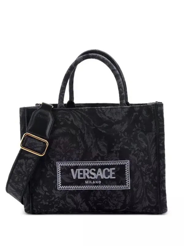 Versace Athena Convertible Barocco Jacquard Small Tote Bag