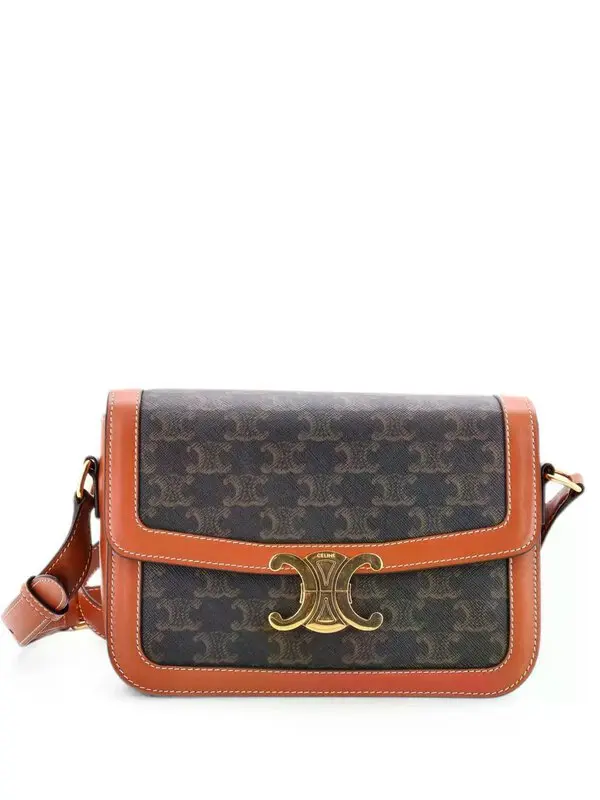 Celine Triomphe Triomphe Coated Canvas Medium Shoulder Bag - Brown
