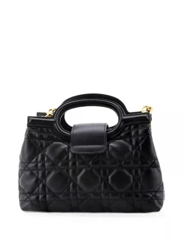 Dior Jolie Top Handle Bag Cannage Quilt Lambskin Mini Satchel - Black