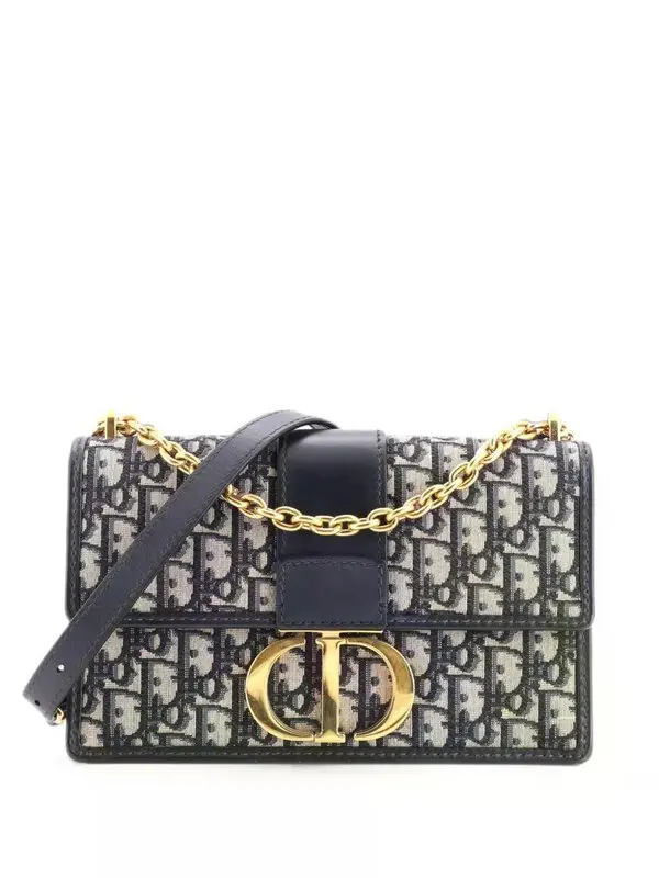 Dior 30 Montaigne Chain Flap Bag Oblique Canvas Shoulder Bag - Blue
