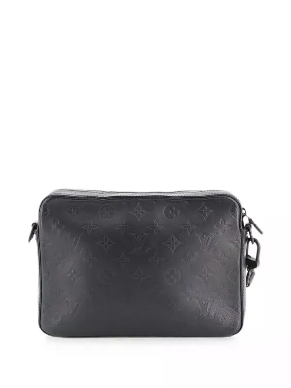 LOUIS VUITTON Duo Messenger Bag Monogram Shadow Leather Crossbody Bag - Black