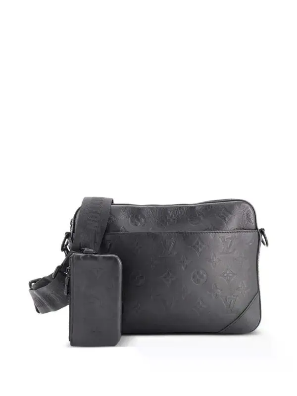 LOUIS VUITTON Duo Messenger Bag Monogram Shadow Leather - Black