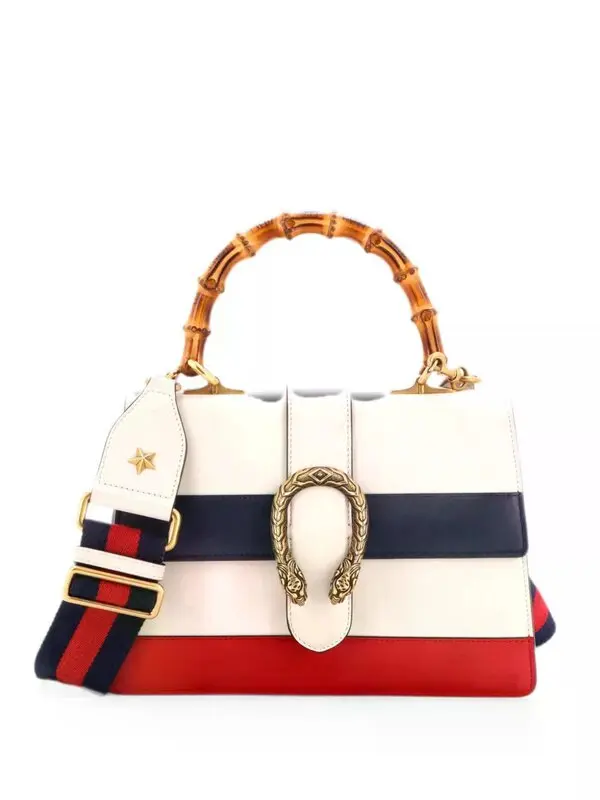 Gucci Dionysus Bamboo Top Handle Bag Colorblock Leather Medium Satchel - Neutrals
