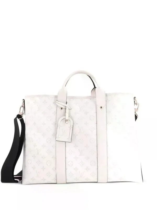 LOUIS VUITTON Monogram Taigarama Weekend Tote Bag - White
