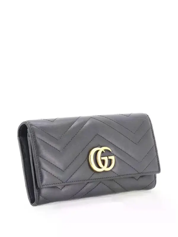 Gucci Gg Marmont Continental Wallet Matelasse Leather Small Wallets - Black