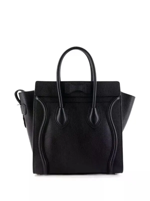 Celine Luggage Bag Grainy Leather Micro Tote Bag - Black
