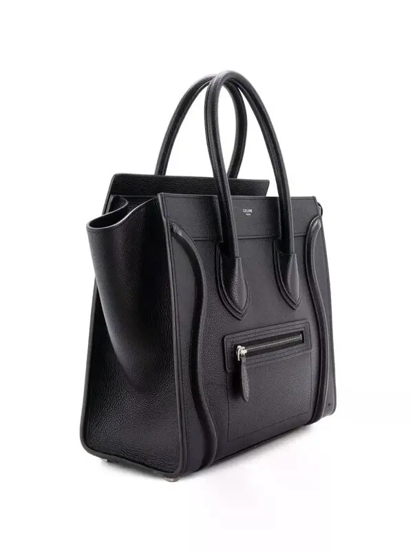 Celine Luggage Bag Grainy Leather Micro Tote Bag - Black