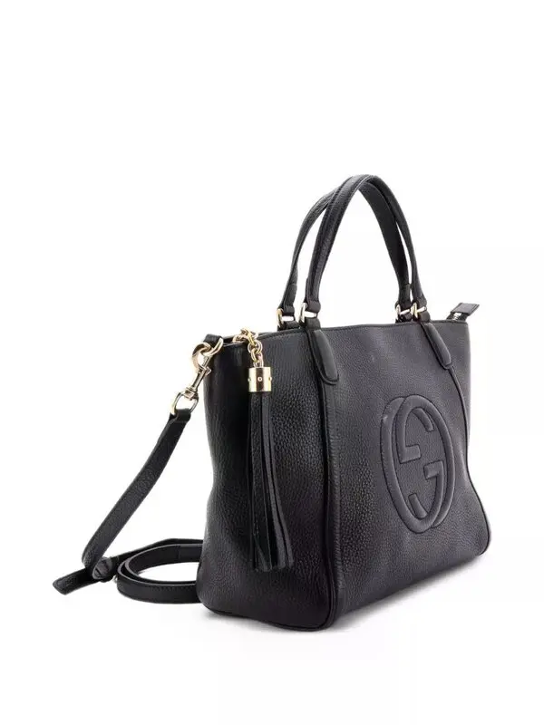 Gucci Soho Convertible Top Handle Bag Leather Satchel - Black