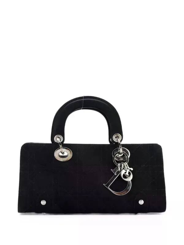 Dior Lady Bag Cannage Quilt Lambskin East West Tote Bag - Black