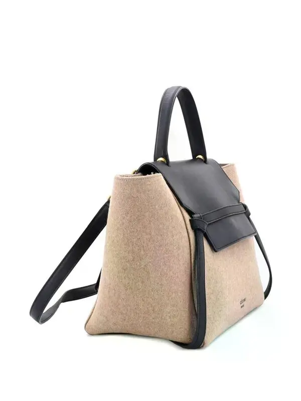 Celine Felt And Leather Mini Satchel - Black