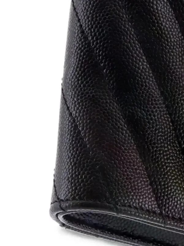 Saint Laurent Classic Monogram Envelope Wristlet Mixed Matelasse Leather Clutch Bag - Black